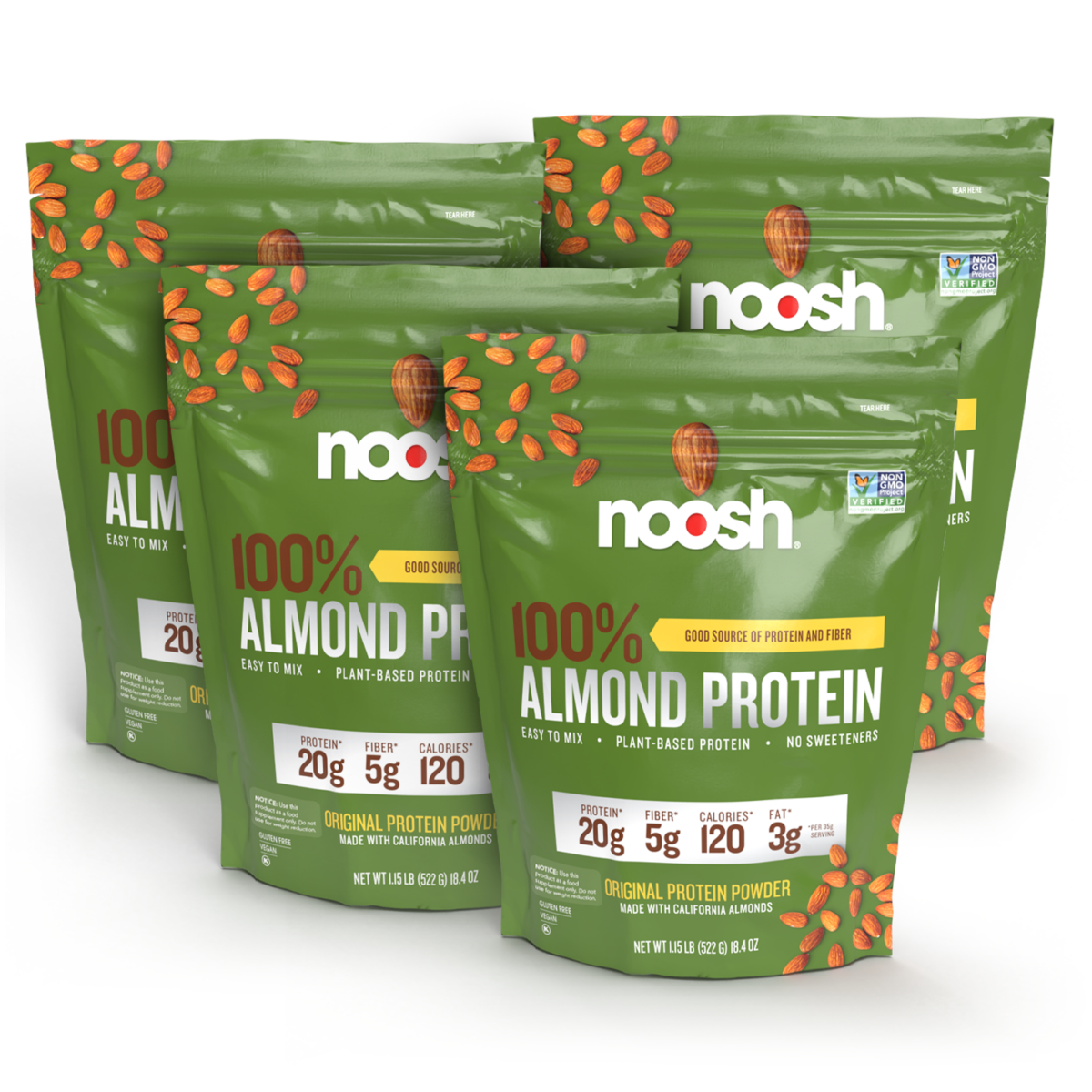Noosh Unflavored 1.15lb Almond Protein Powder | Gluten Free, Vegan, Kosher